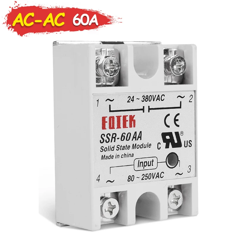 80 250V AC 24 380V AC 60A SSR 60AA 단상 솔리드 스테이트 릴레이 SSR 60AA (커버 없음)|릴레이 ...