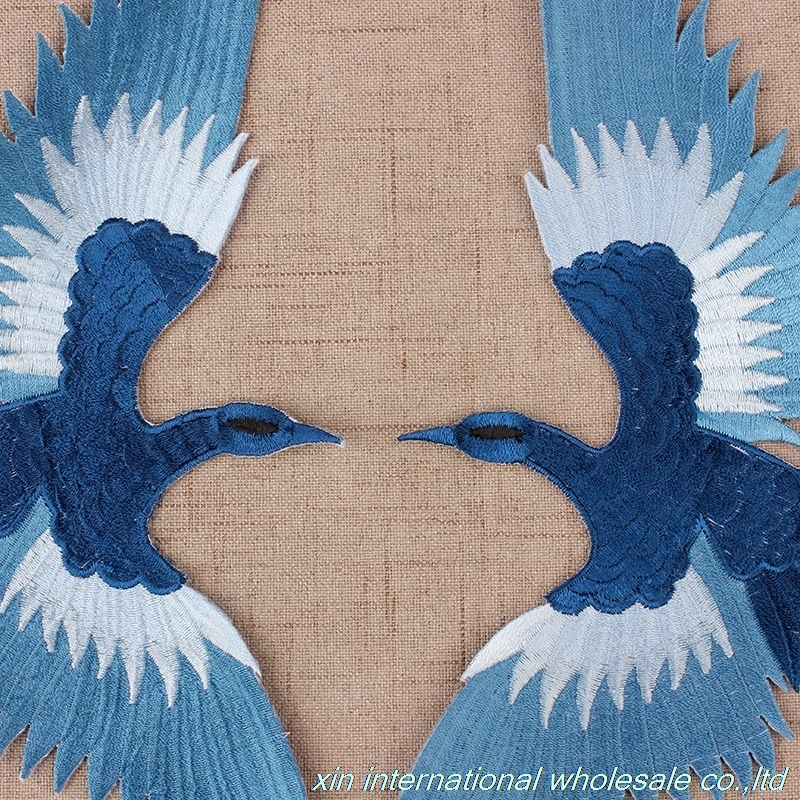 Blue Phoenix patches Down jacket computer embroidery patches for ...