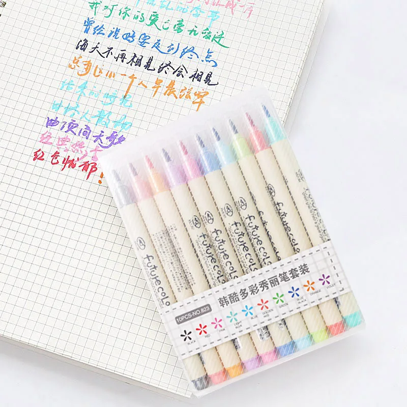 10pcs lot Futurecolor Write Brush Pen Colored Marker Pens Set For 