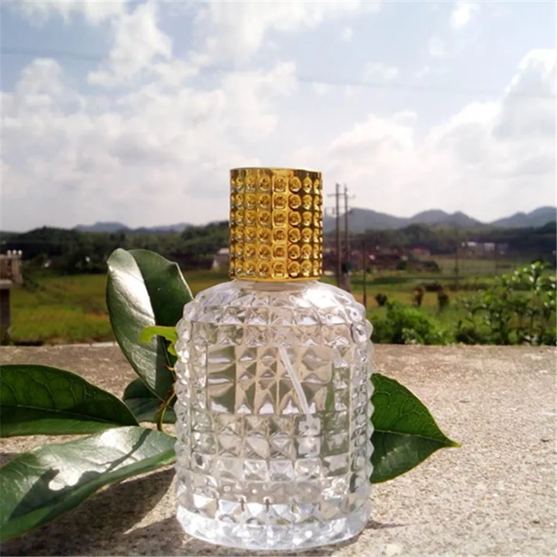 50ml Clear Glass Perfume Spray Bottle Fragrance Atomizer with Gold ...