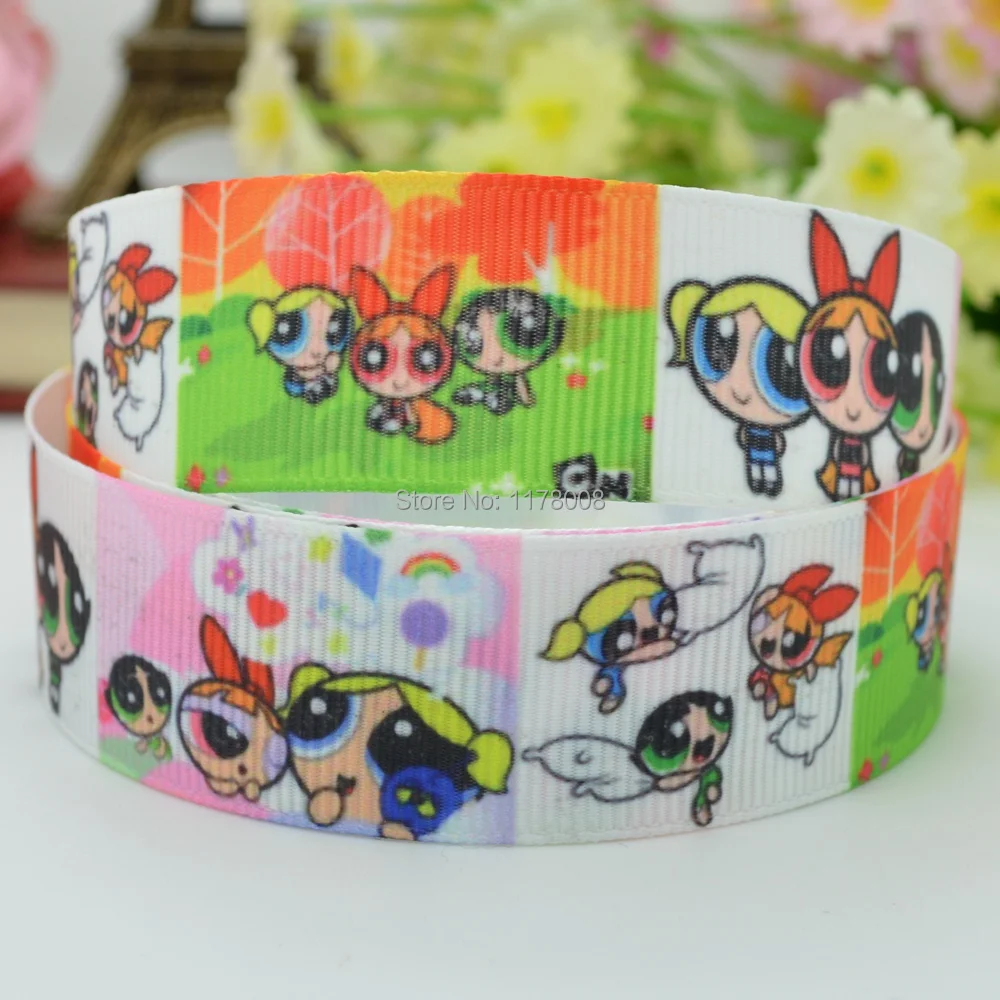DUWES 7/8" 22mm The powerpuff girls cartoon Printed grosgrain ribbon ...
