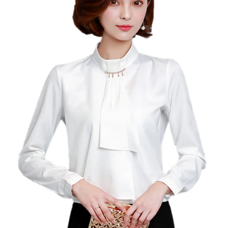 Formal Vintage Women s White Chiffon Blouse Plus Size 3XL Autumn Long Formal Vintage Women s White Chiffon Blouse Plus Size 3XL Autumn Long
