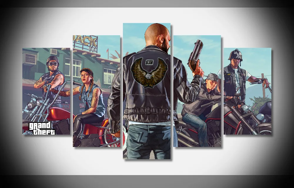 9118 gta v online biker Poster Framed Gallery wrap art print home wall ...