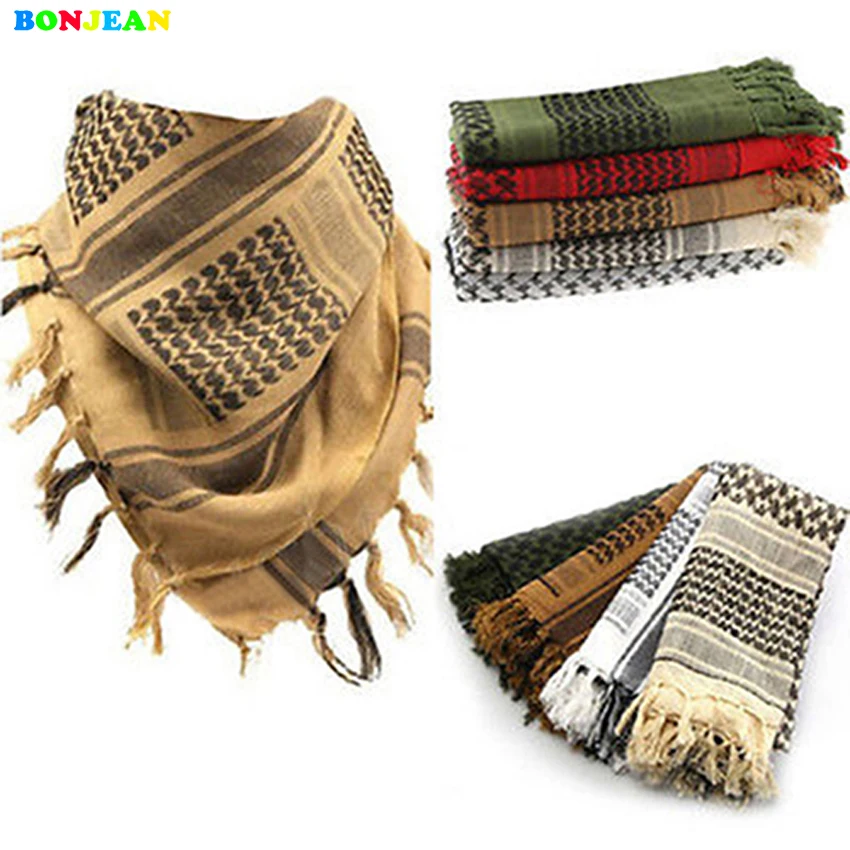 Bonjean Cotton Thick Muslim Hijab Shemagh Tactical Desert Arabic Scarf ...