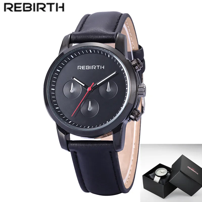 New REBIRTH Women Watches Fashion Genuine Leather Luminous Quartz ...