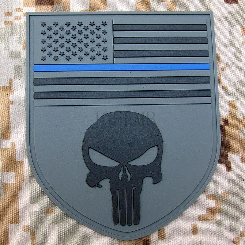 Grey The thin blue line Devgru SealTeam Skull american flag DEVGRU ...