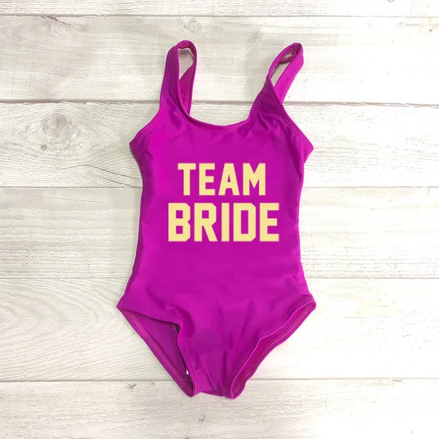 TEAM BRIDE Kids One Piece Swimsuit Girls Swimwear Child Swim Suit Black ...