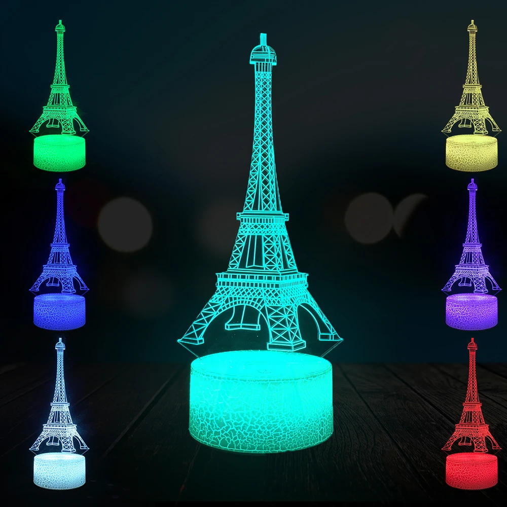 France portable lamp Paris Eiffel Tower 3D Acrylic Led Lamp Special ...