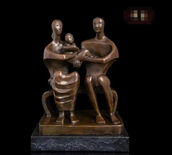 10" Abstract Art Sculpture Bronze Copper Marble Happiness Family Statue ...