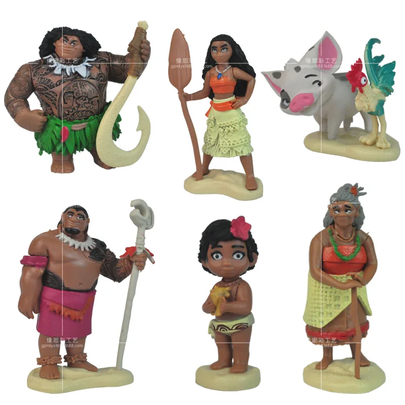6pcs/set 6 12cm Moana Princess Maui Chief Tui Tala Heihei Pua Action ...