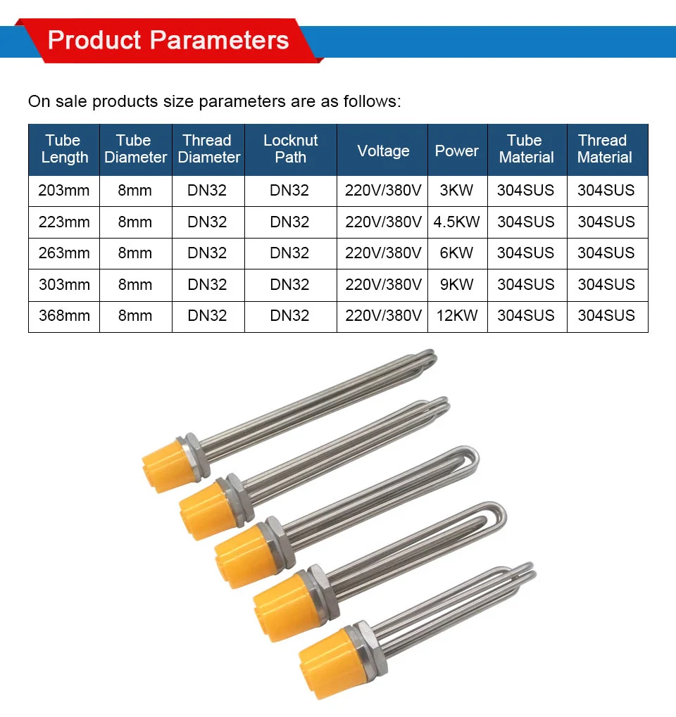 LJXH DN32 Heating Element 220V/380V for Water 1.2