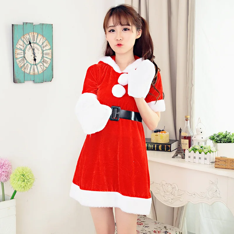 Nueva Mujer Mini vestido de navidad juego traje femenino Santa Claus ...