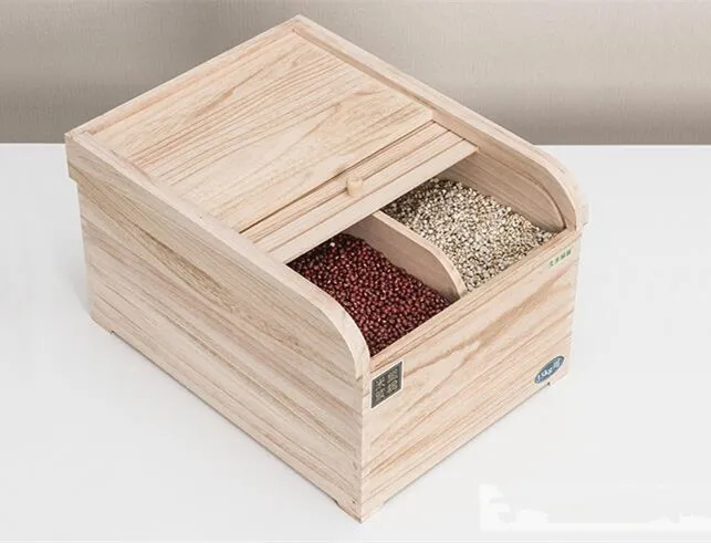 Japanese Wooden Rice Container Stocker (15KGS) Paulownia Wood Made 2 ...