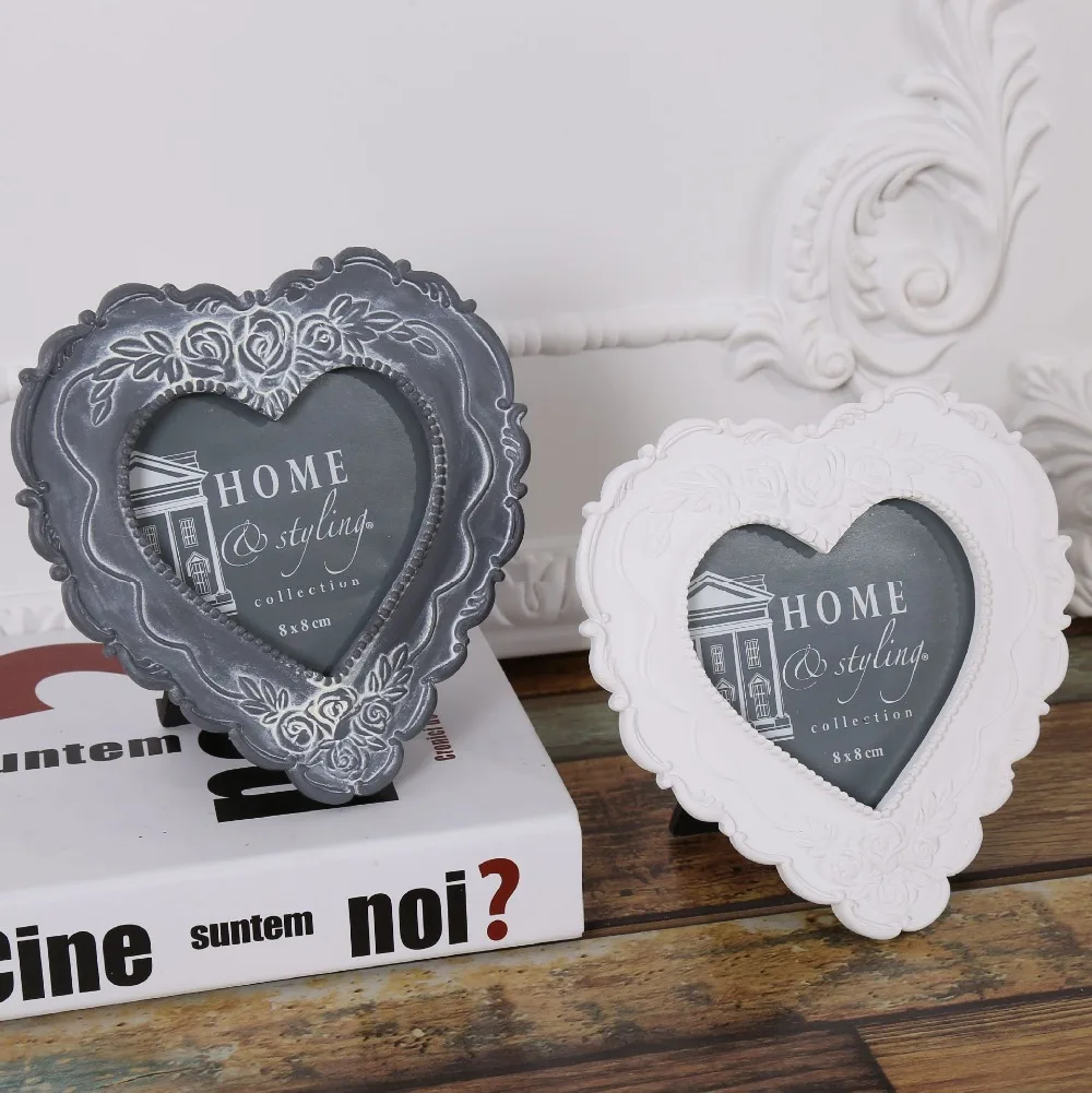 HOT! 2pcs/lot European Vintage Style Resin Heart Shape Photo Frame ...