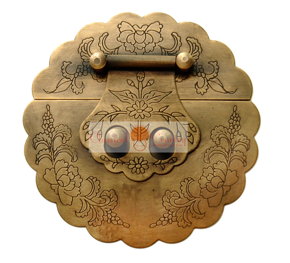 10cm Buckle Catch Hasp Latch Hardware Brass For Chinese Furniture Trunk ...