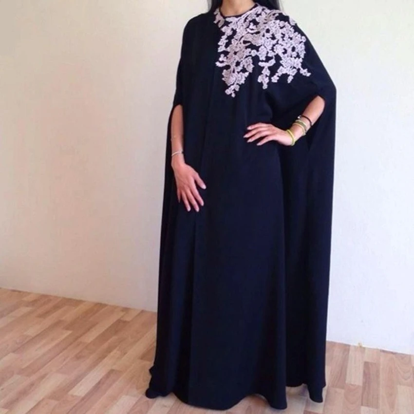 Arabic Lace Accents Semi Formal Evening Dress with Cloak Abendkleider ...