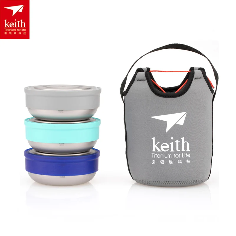 Keith 3pcs/set Titanium Lunch Boxes Dinner Box Ultralight Outdoor ...