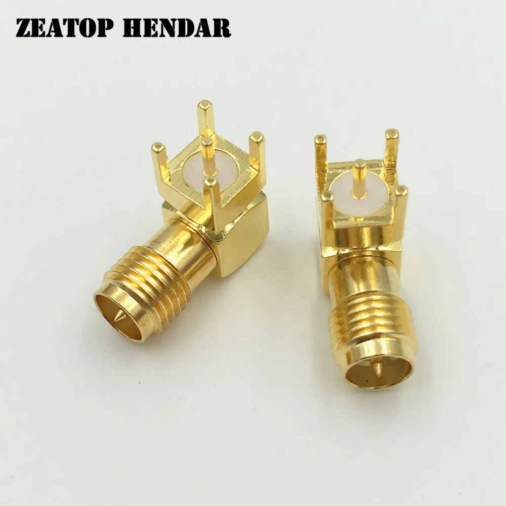 20pcs Brass Rp Sma Female Right Angle Jack 4 Leg Pcb Mount Plug ...