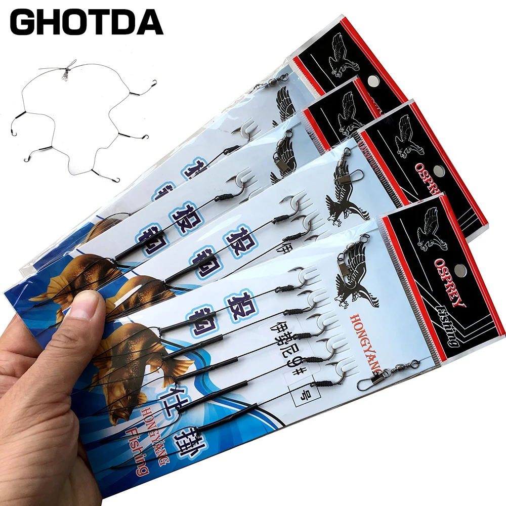 2pcs Carp Fishing Nylon Braided Thread High Carbon Steel Hook Swivel ...