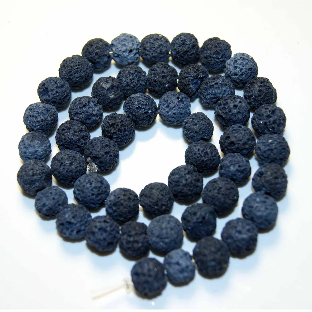 Navy Blue Lava beads Natural Stone Volcanic Rock Top Quality Round ...