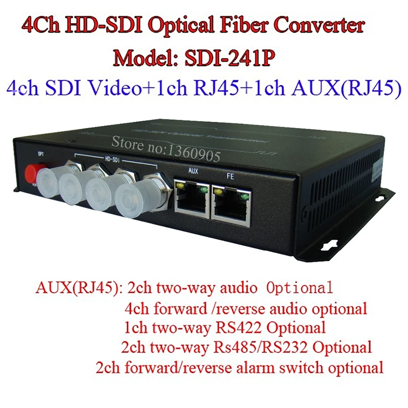 4CH HD-SDI多機能光メディアコンバータビデオ/オーディオ/イーサネットRJ45/RS485 データ/アラーム単一の繊維 20 キロの ...