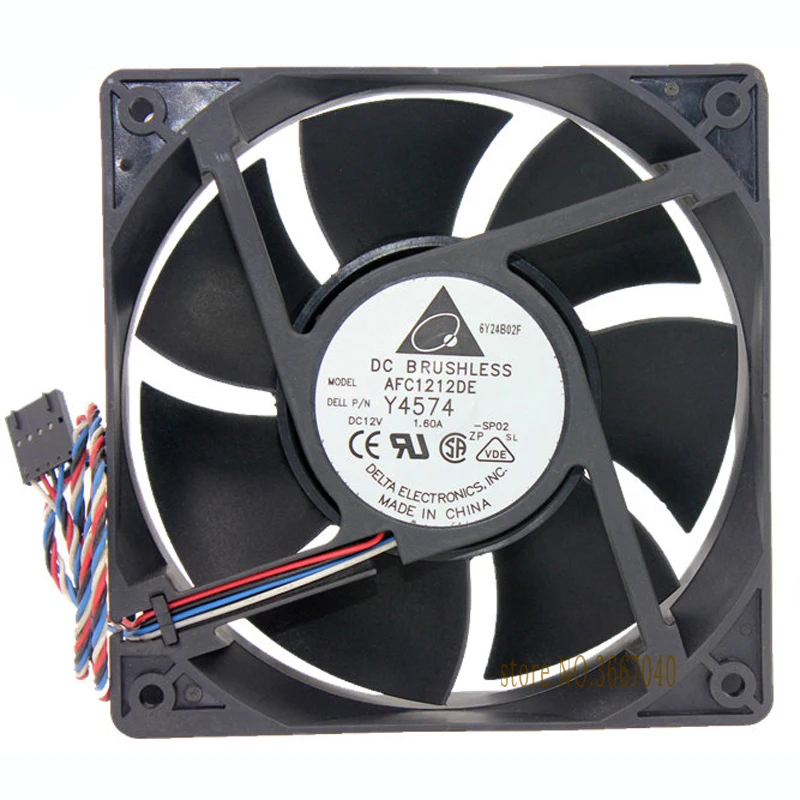 ขายส่ง Delta AFC1212DE 120*120*38 12ซม.12V 1.6A 4-Line PWM ควบคุม Air Cooling พัดลม