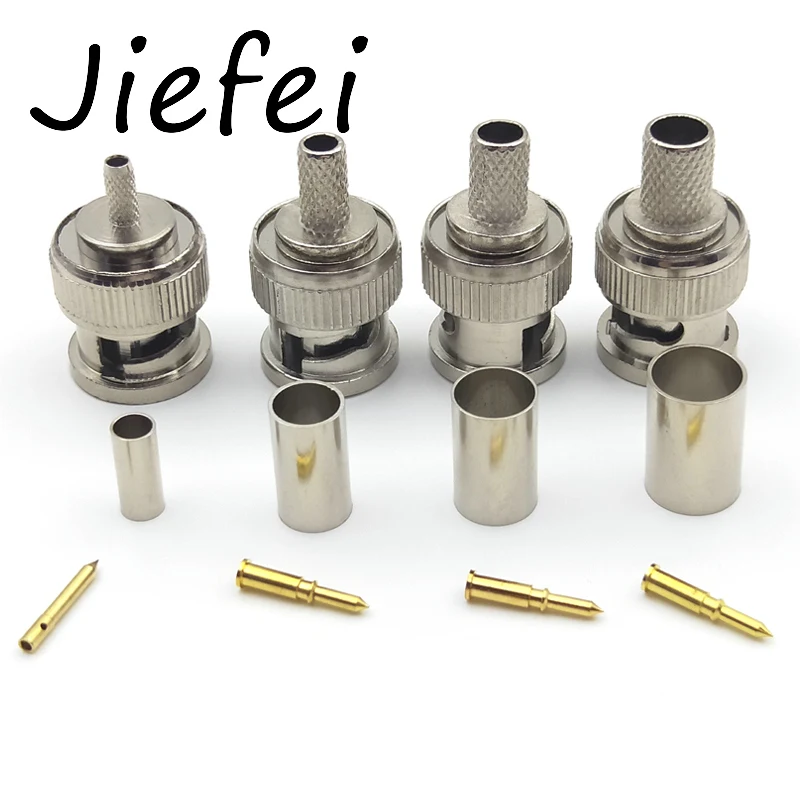 100 juegos de 3 piezas BNC macho RG316 RG58 RG59 RG6 enchufe engarce Cable coaxial adaptador de ...