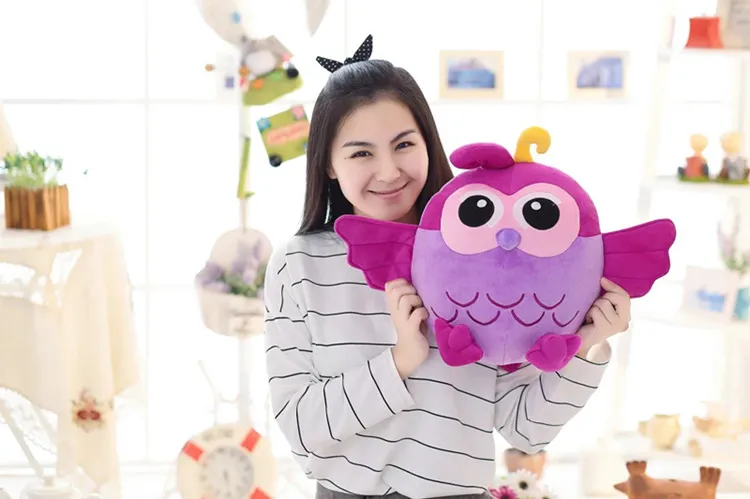 Middle Plush Purple Owl Toy Creative Stuffed Owl Hand Warmer Doll Gift ...