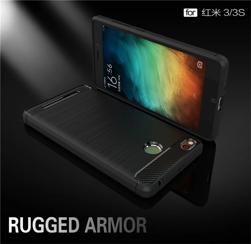 For Xiaomi Redmi 3S Case Carbon Fiber Ultra Super Thin Slim Back Cover ...