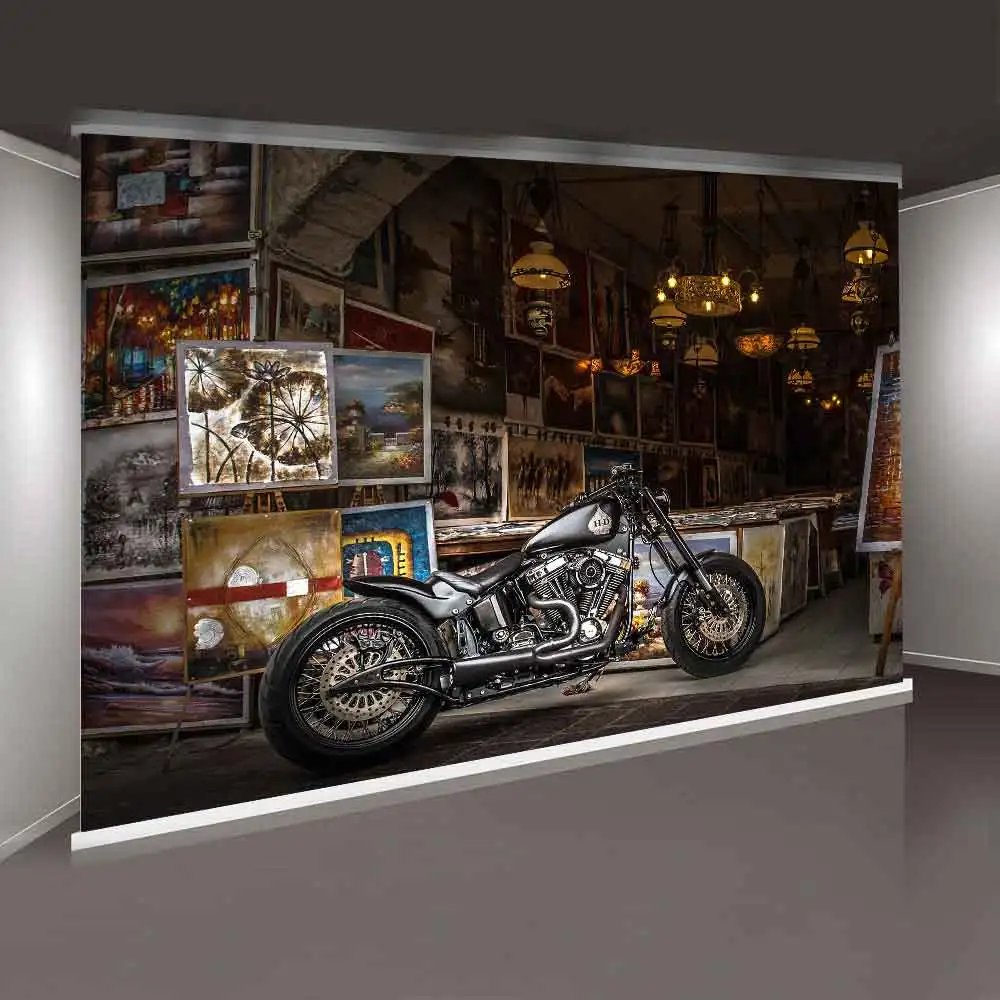 MTMETY Photography Background Retro Shop Motorcycle Backdrop for Theme ...