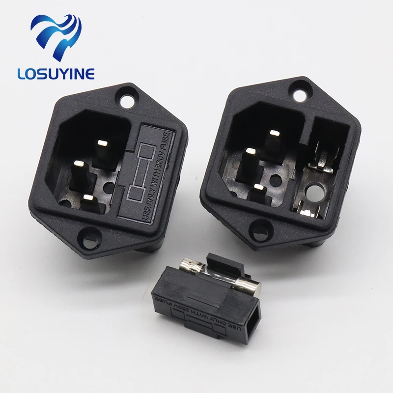 NEW-Panel-Mounted-3-Pin-IEC-60320-C14-Inlet-Male-Power-Plug-10A15A-AC ...