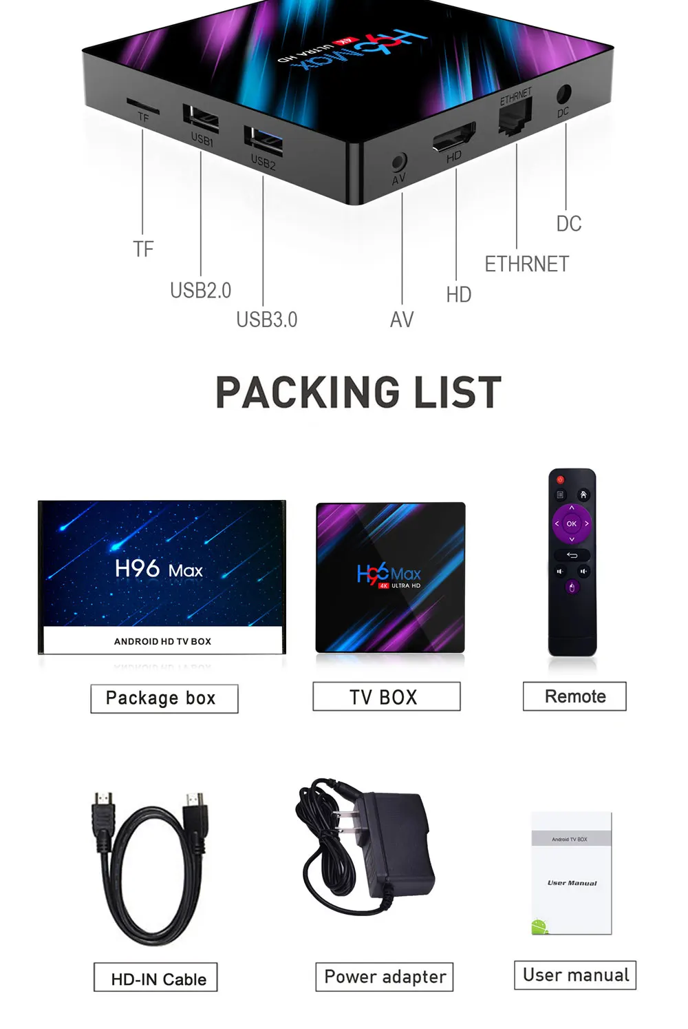 Tv box android 9 h96 max ip tv box на Rockchip RK3318 4 Гб ОЗУ 64 Гб встроенное программное ...