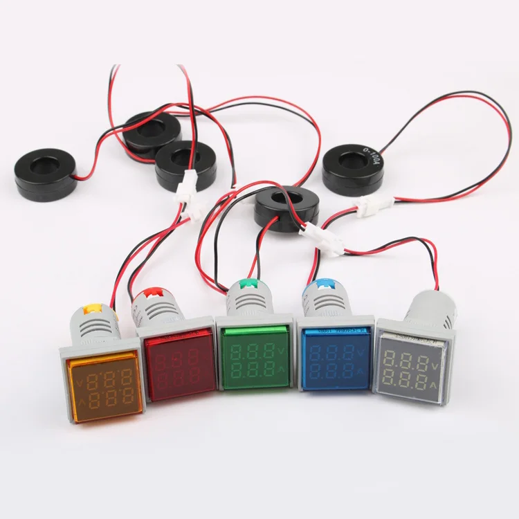 AD16-22FVA 22mm Square LED Digital Dual Display Voltmeter Ammeter Voltage Gauge Current Meter AC ...