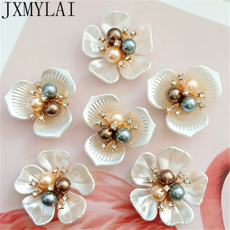10 Pcs Fashion Imitation Shell Alloy Crystal Pearl Flowers Connectors ...