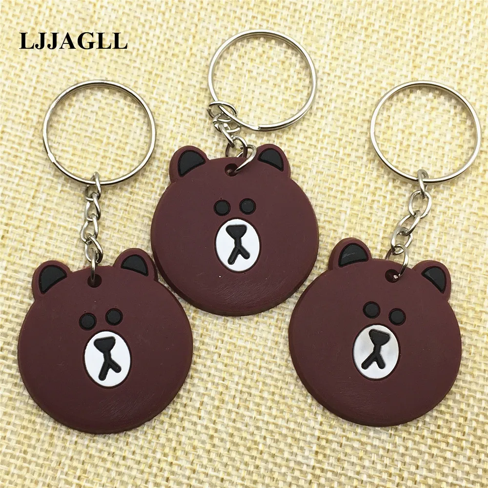 5pcs/lot PVC Lovely brown bear Cartoon Key Chain Strap Trinket Key Ring ...