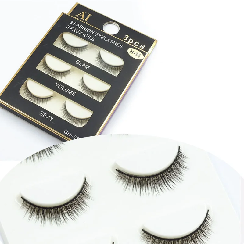 3 Pairs Set 3d Cross Thick False Eye Lashes Extension Makeup Super