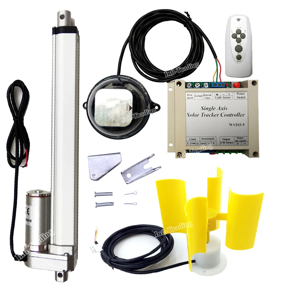 4mm/s 12V PV Solar Tracker W/ 10" DC Linear Actuator Motor W/ Wind ...
