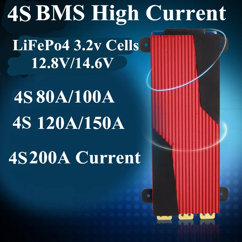 BMS 12.8v lifepo4 4S 14.6V 80A 100A 120A 150A 200A 방전 배터리 팩 12v bms ...