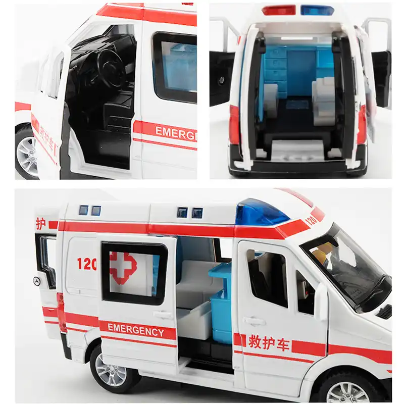 1:32 city diecast ambulance emergency toy car model light slide open ...