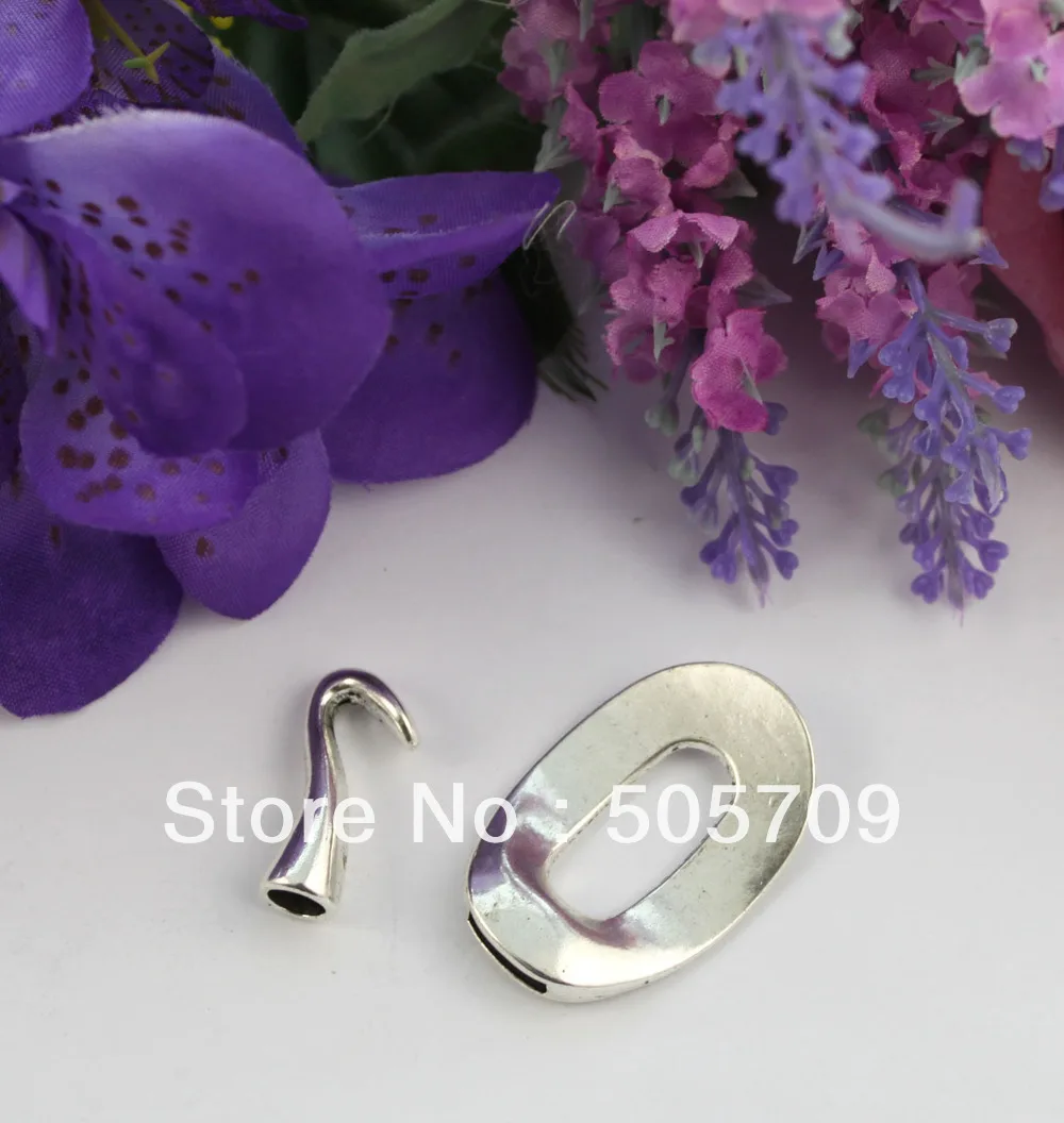 15 conjuntos de broche de cordón ovalado de plata tibetana para cuero ...