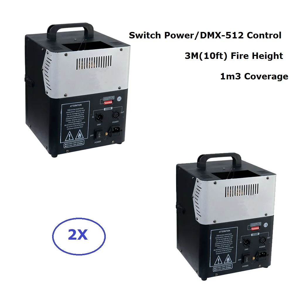 2 Pack DMX Stage Fire Machine Double Heads Flame Machine Projectors ...