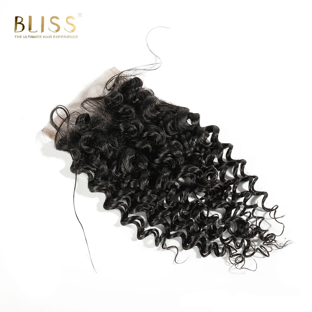 Bliss Hair Brazilian Deep Wave Lace Closure 4x4 100% Human Hair Closure ...