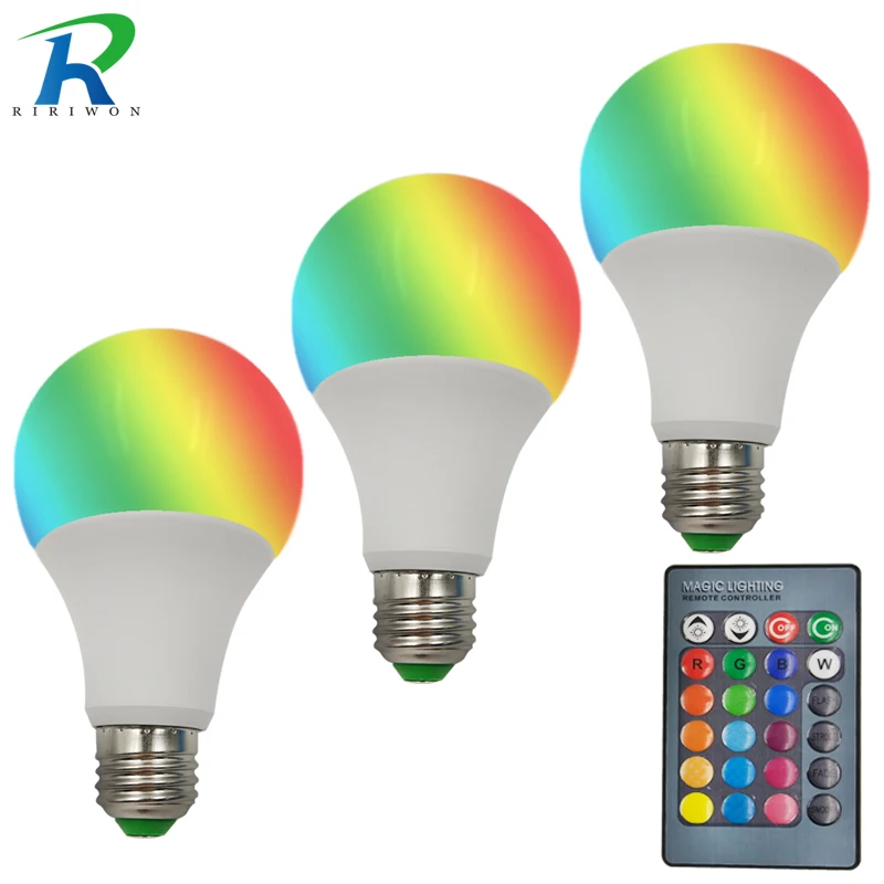 RGB Bulb Lamp AC110V 220V 3W 5W 7W 9W 1Pcs E27 LED RGB Spot Light ...