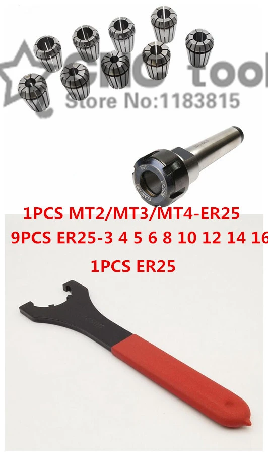 Pinzas de resorte ER25 + 1 llave ER25UM + 1 pinza MT3 M12 ER25, soporte cónico Morse para ...