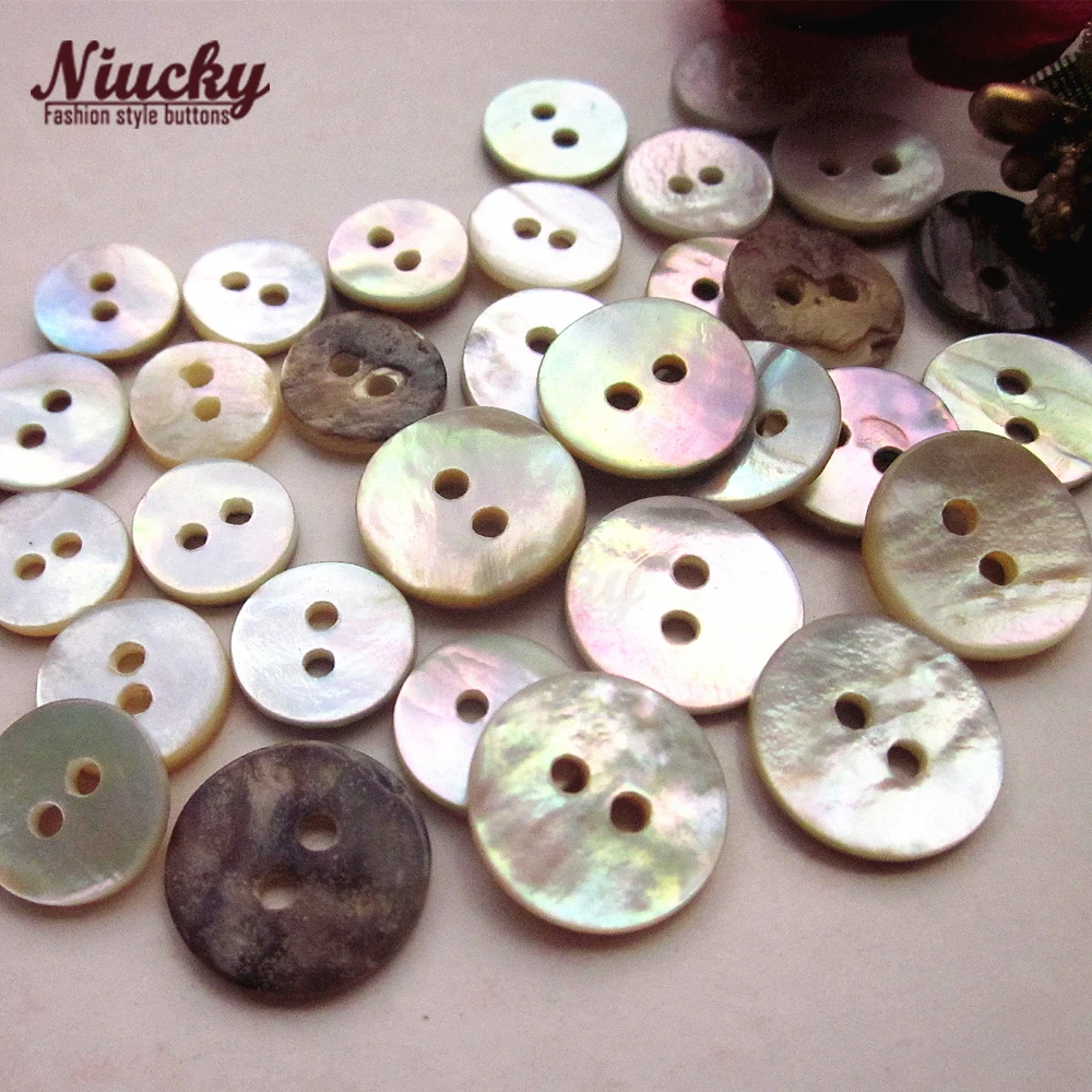 Niucky 9mm-12mm 2 Holes High Quality Natural Akoya Pearl Shell Buttons ...