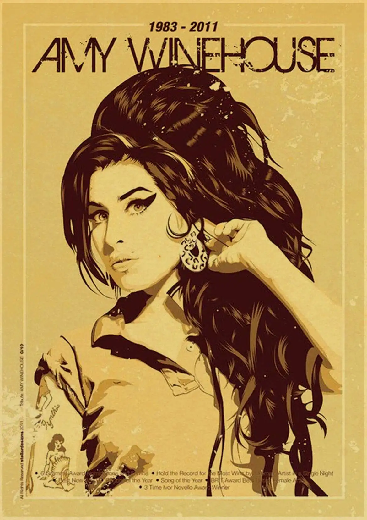 Amy Winehouse Singer Vintage Posters Kraft Paper Bar Decorative Wall ...