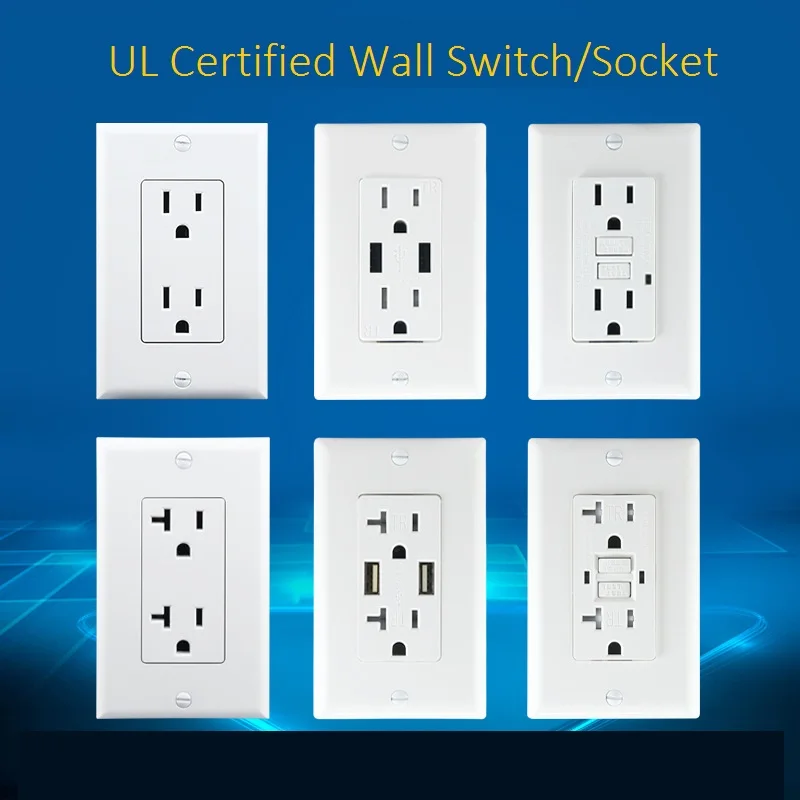 USSeries Standard Wall Switch Wall Socket 1Gang 1Way 2Gang 1Way USB Socket