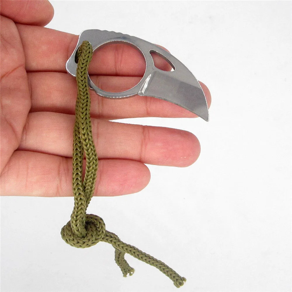 MC Pocket Karambit with leather sheath cutter Mini portable claw knife ...
