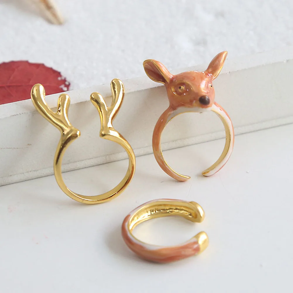 3Pcs/Set New Fashion Cute Animal Deer Rings Lovely Animal MId Finger ...