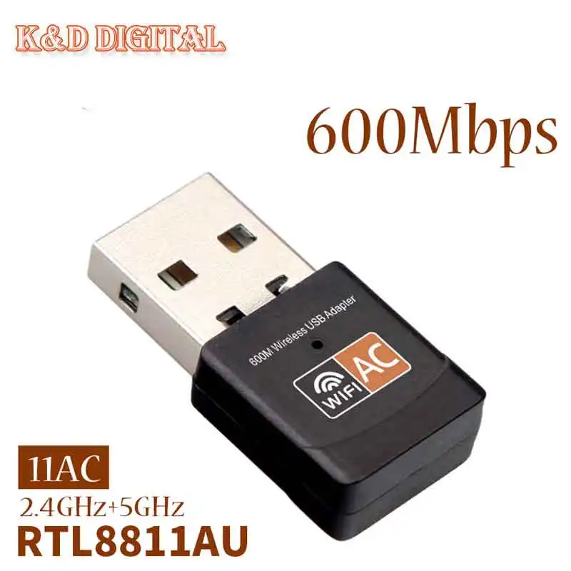 802.11AC 600Mbps AC 5GHZ 2.4Ghz Wireless USB Adapter AC600 Dual Band ...